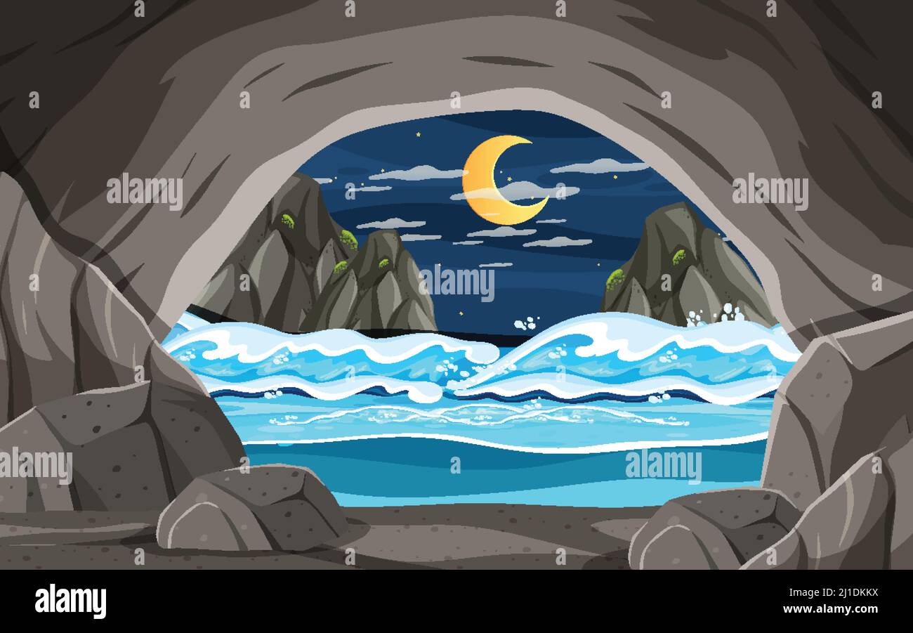 Inside cave landscape in cartoon style illustration Stock Vector Image ...