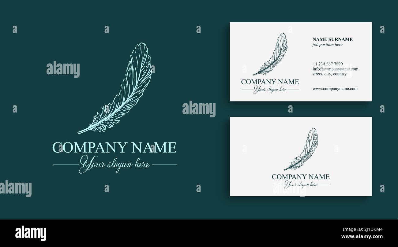 Feather logo vector template. Abstract design, elegant style. Brand for ...