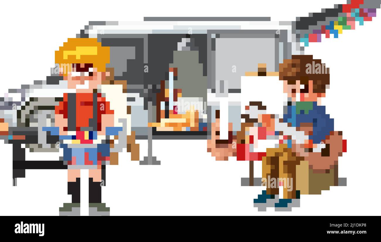 People busking performance on white background illustration Stock ...