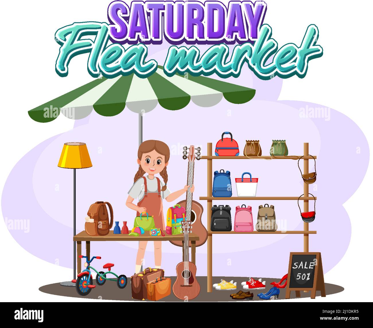Flea market concept with clothes shop illustration Stock Vector Image ...