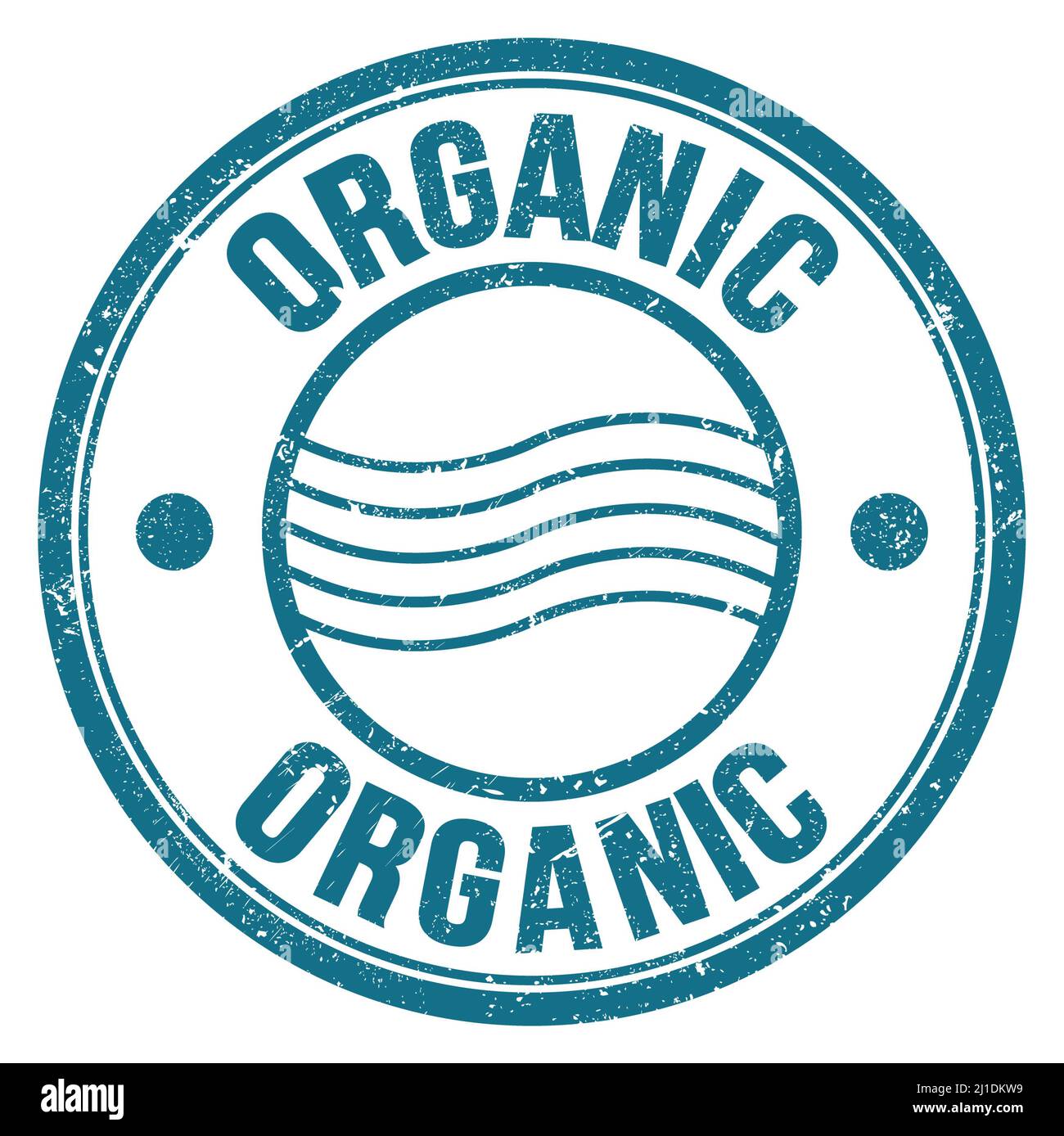 ORGANIC word written on blue round postal stamp sign Stock Photo - Alamy