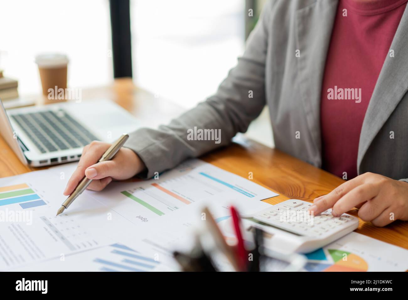 Business Analyst Concept The Data Analyst Calculating The Diagrams