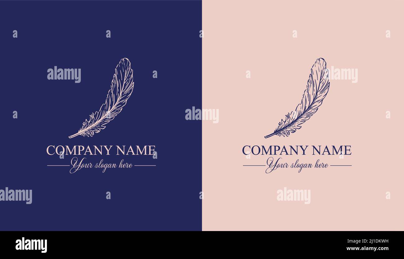 Feather logo vector template. Abstract design, elegant style. Brand for ...