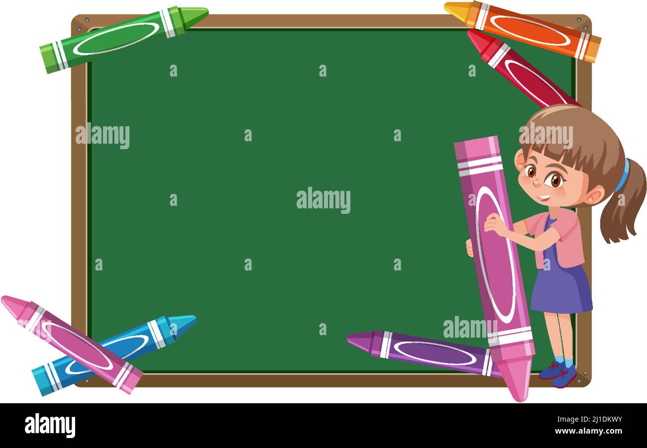 Empty board template with children cartoon character illustration Stock ...