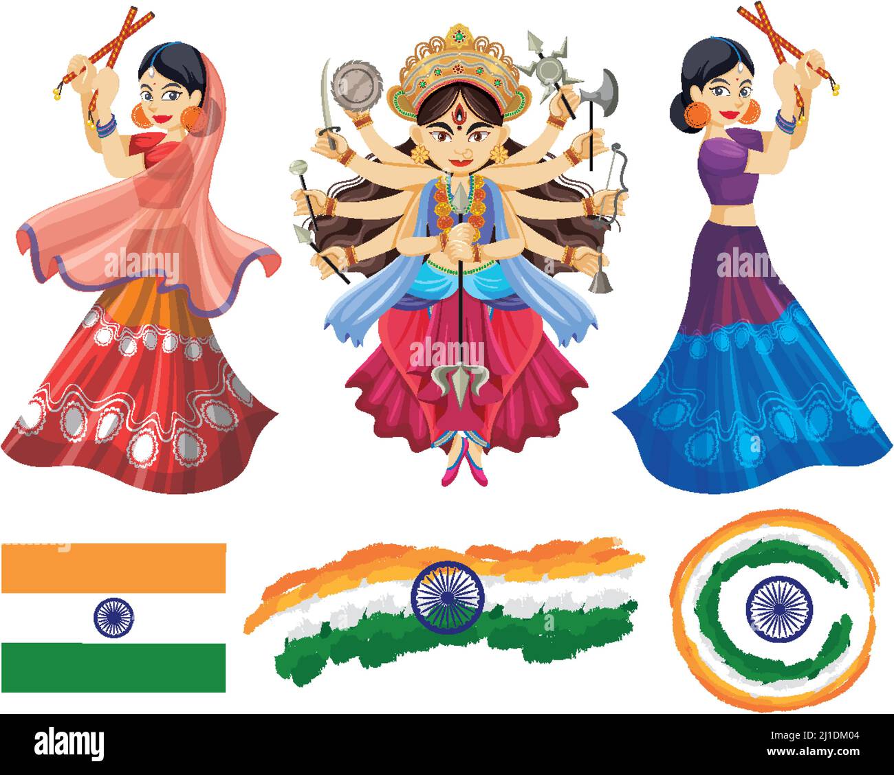Holy object and decoration for Indian festival illustration Stock ...