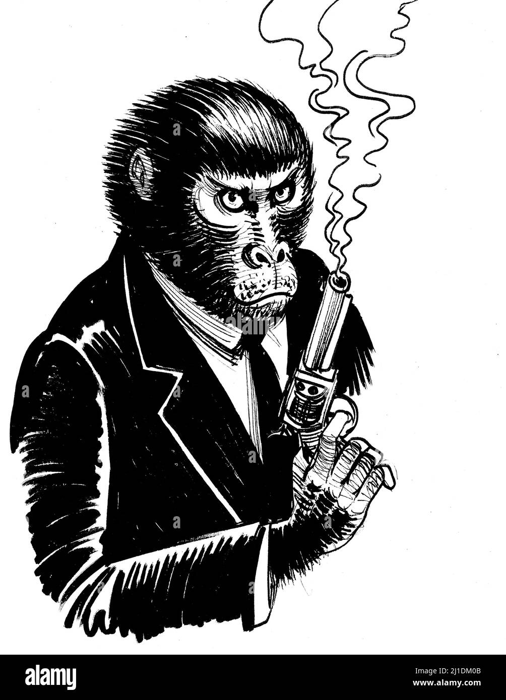 Monkey Drawing Black And White