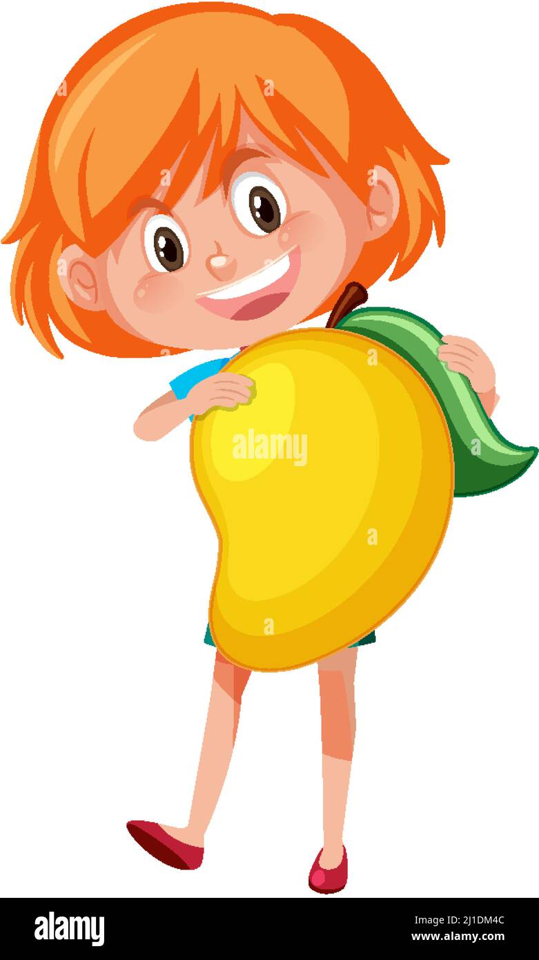 A girl holding fruit on white background illustration Stock Vector ...