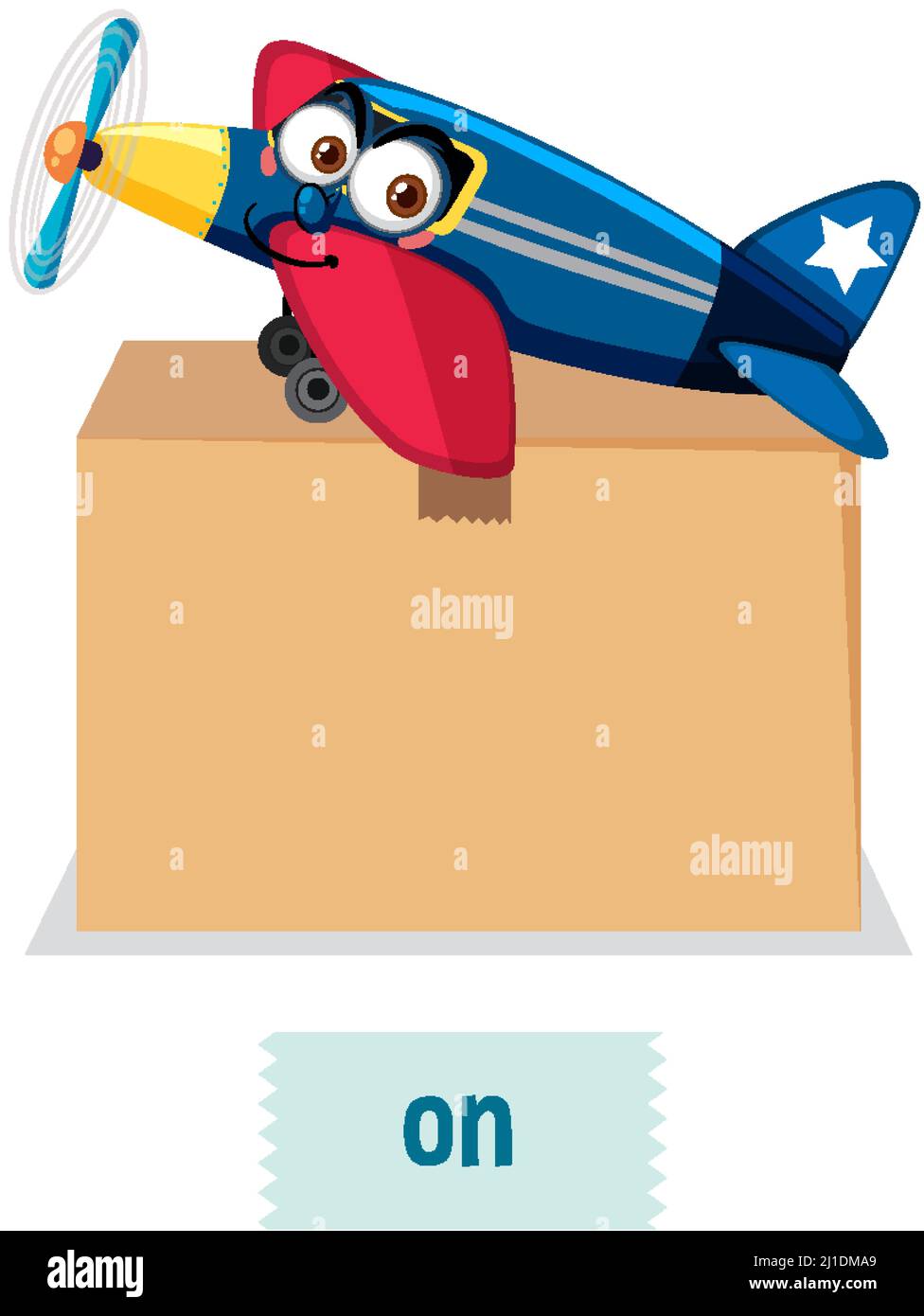 Preposition wordcard with airplane on box illustration Stock Vector ...