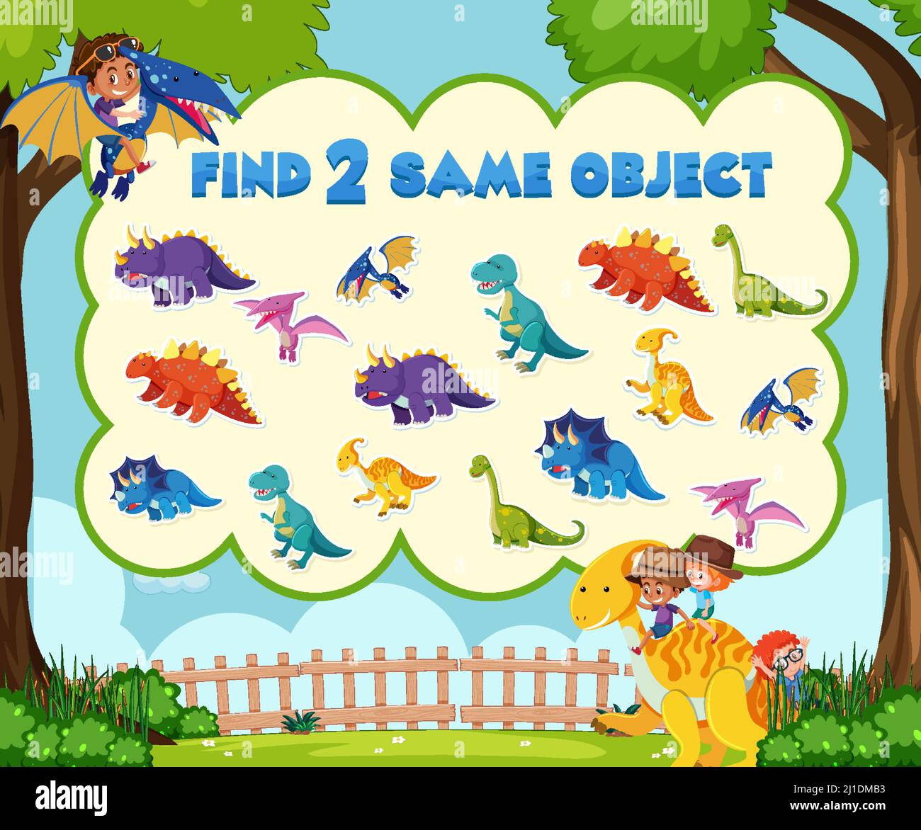 Find object game template of dinosaur illustration Stock Vector Image ...
