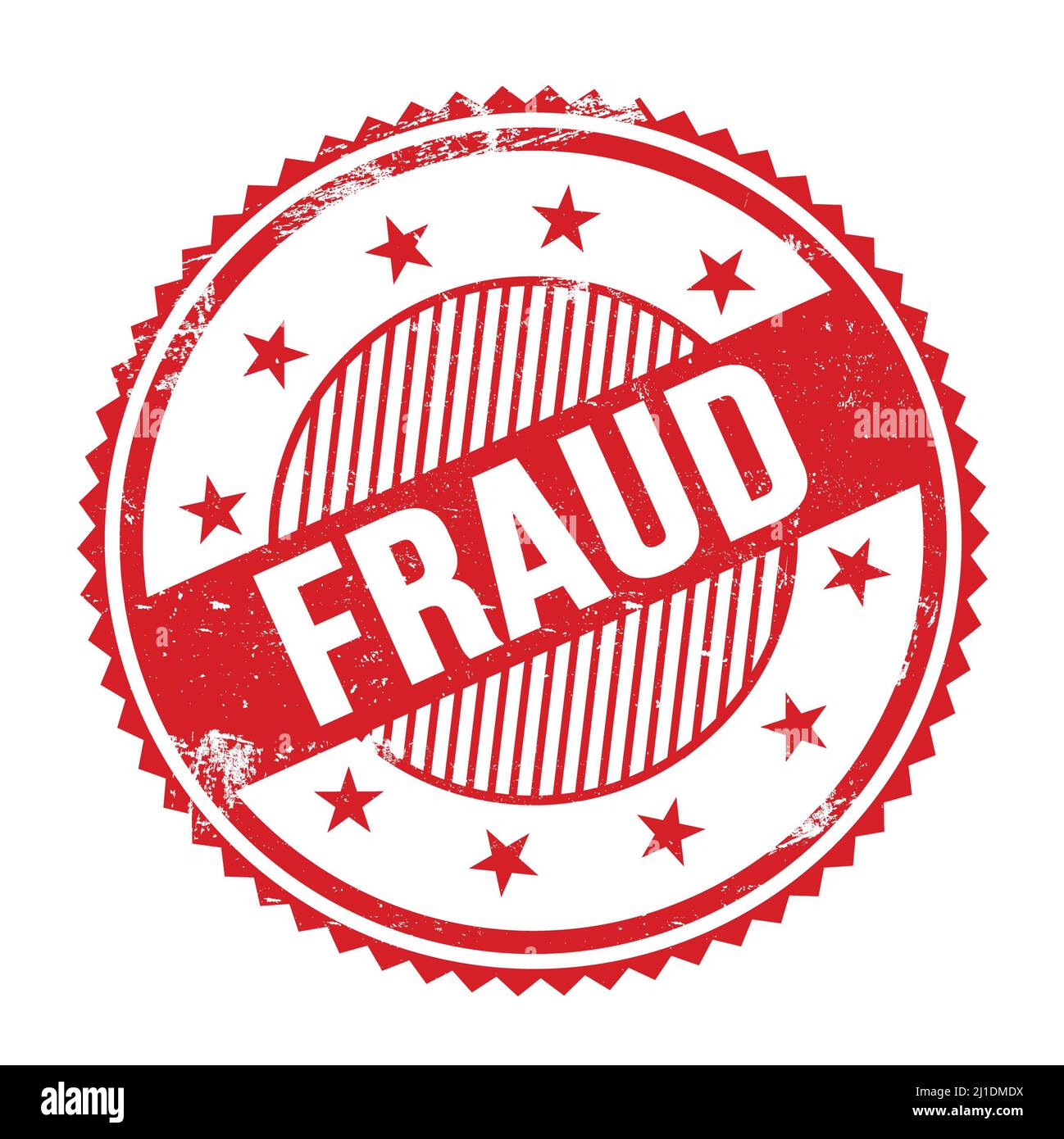 FRAUD text written on red grungy zig zag borders round stamp Stock ...