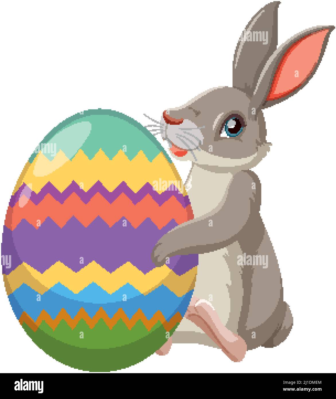 Cute easter bunny with decorated egg illustration Stock Vector Image ...