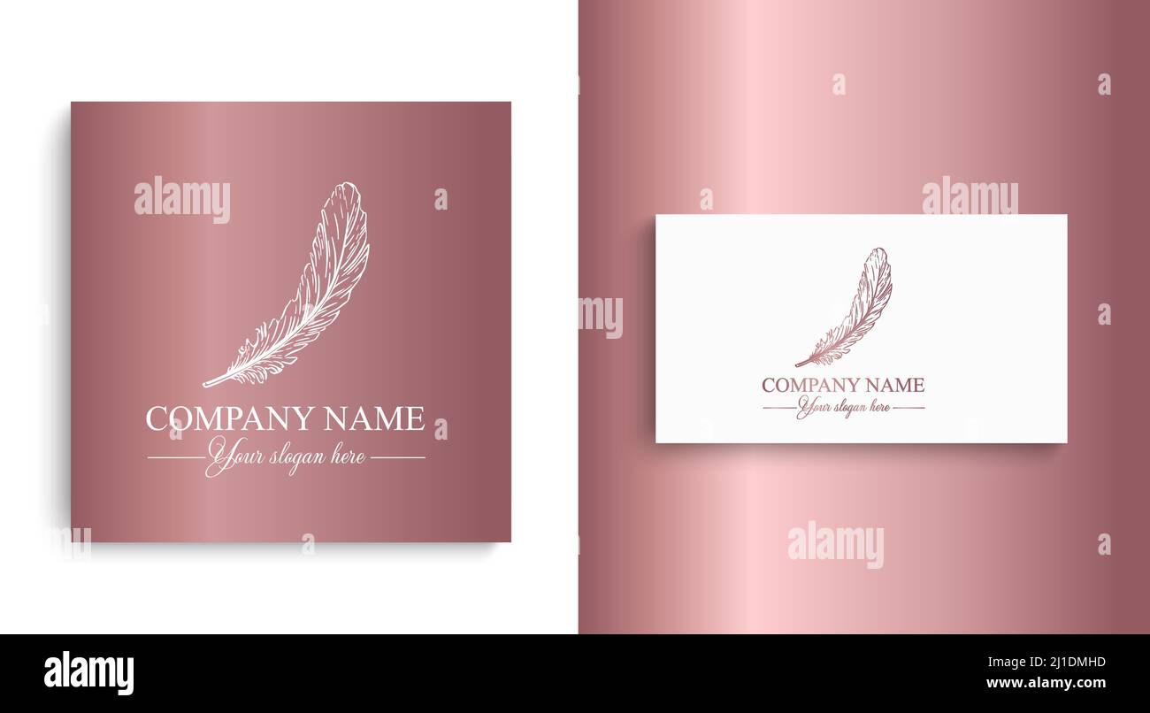 Feather logo vector template. Abstract design, elegant style. Brand for ...