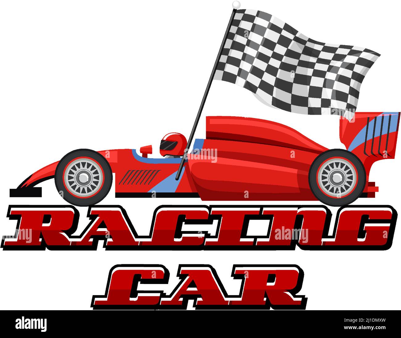 Racing car logo with racing car on white background illustration Stock ...