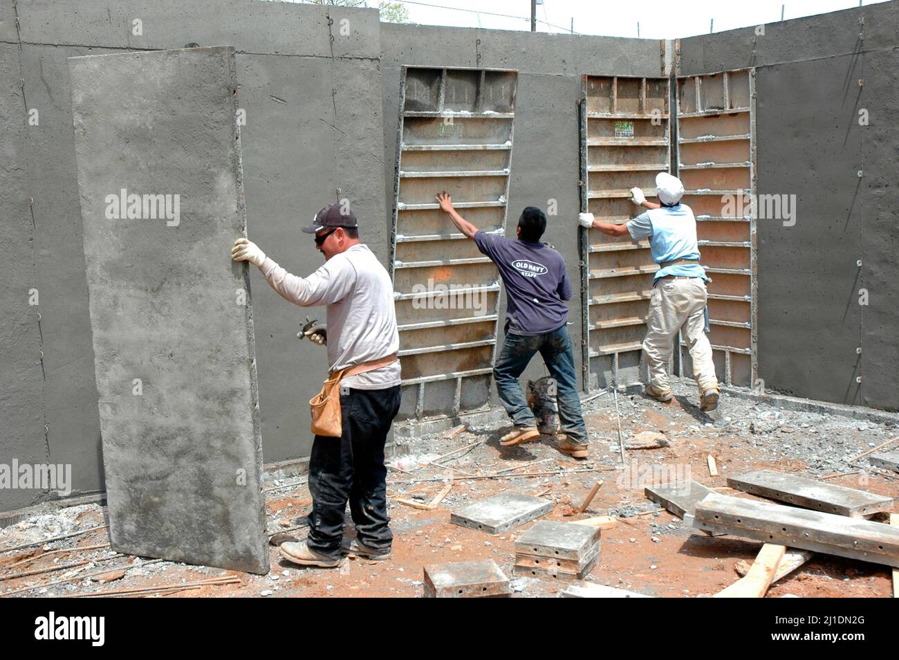 Taking down steel re-usable house basement wall construction foundation ...