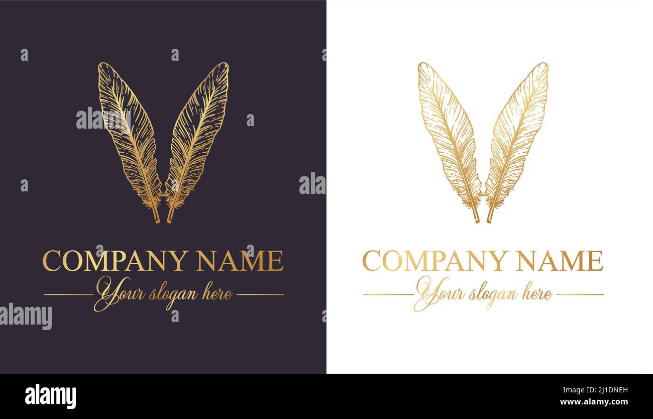 Feather logo vector template. Abstract design, elegant style. Brand for ...