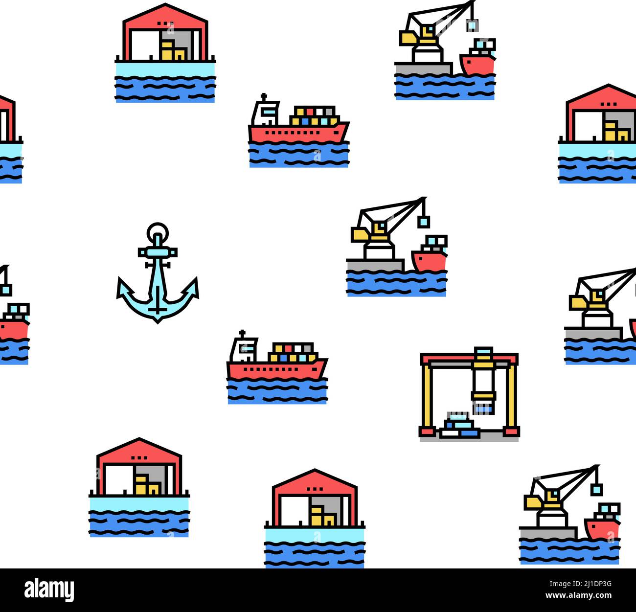 Container Port Tool Vector Seamless Pattern Stock Vector Image & Art ...