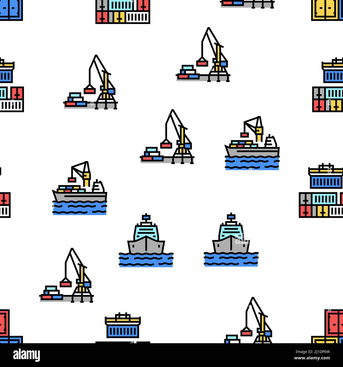 Container Port Tool Vector Seamless Pattern Stock Vector Image & Art ...