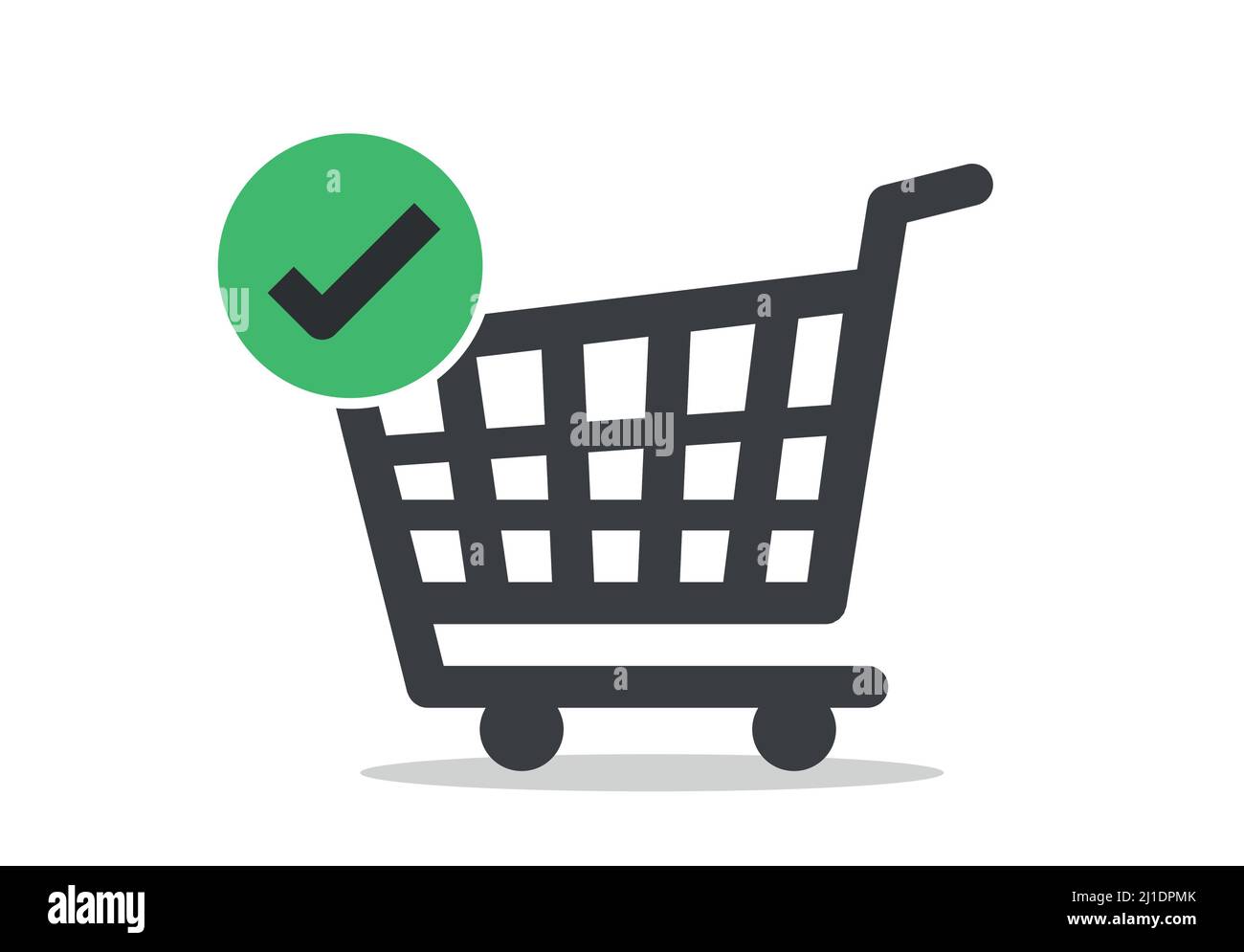 Shopping cart with check mark, black isolated icon. Shopping cart Stock ...