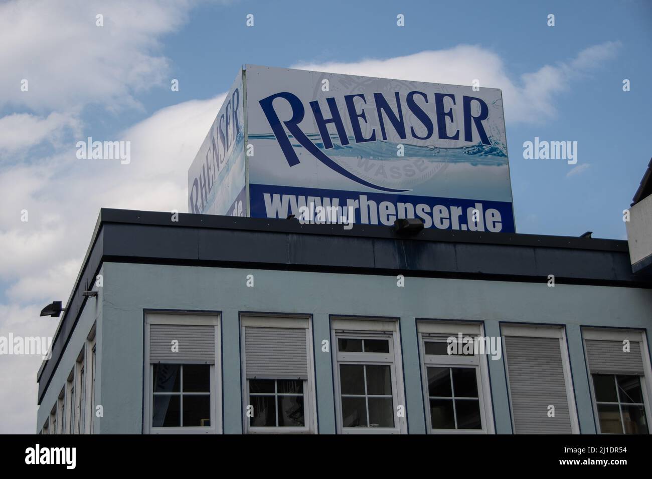 Rhens, Germany 20 March 2022, The brand logo of Rhenser Mineralbrunnen ...