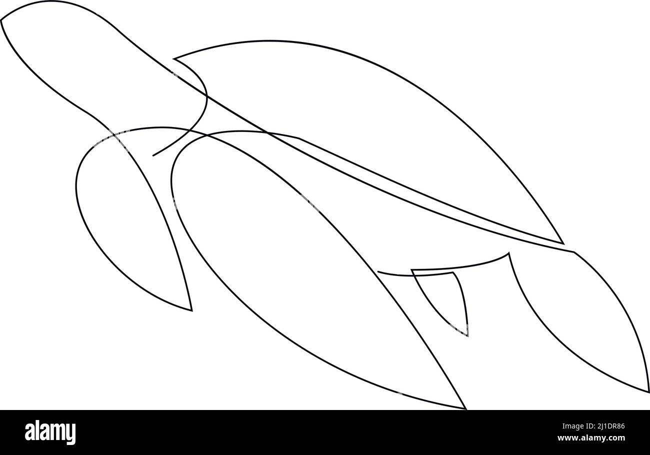 Hand drawing animal. Sea turtle continuous line vector design isolated ...