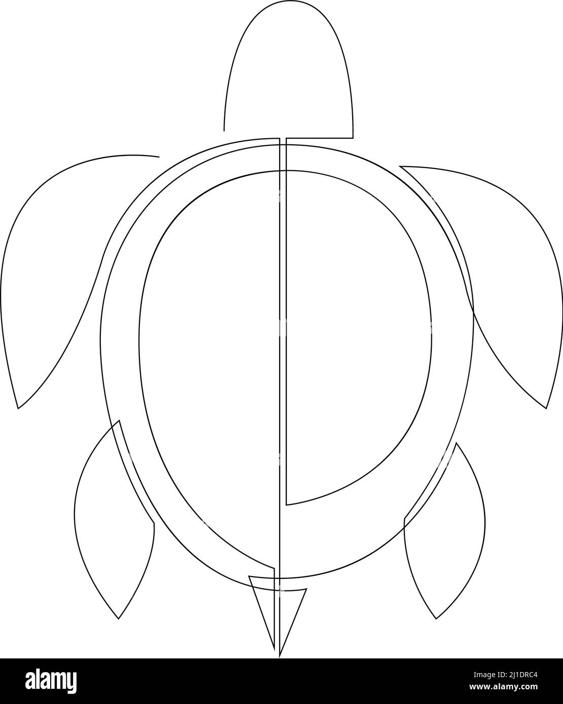 Hand drawing animal. Sea turtle continuous line vector design isolated ...