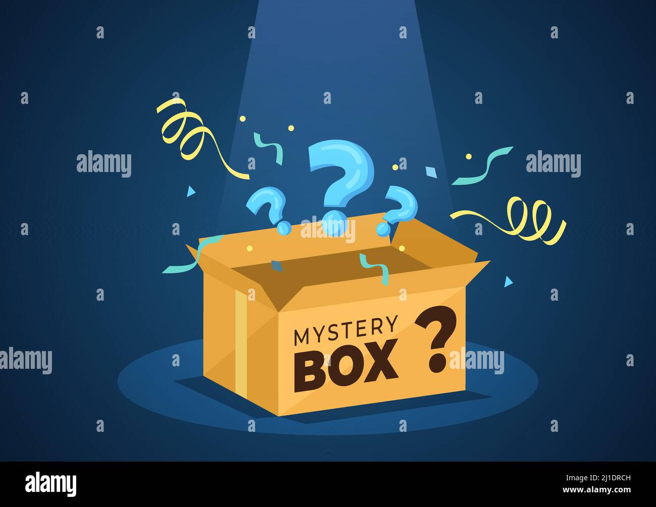 Mystery Gift Box with Cardboard Box Open Inside with a Question Mark ...