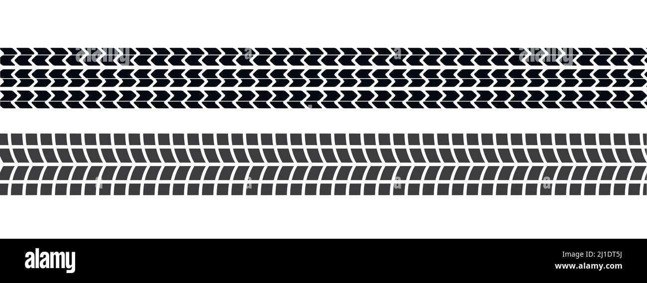 Set of seamless car tire tracks isolated on white background, seamless ...
