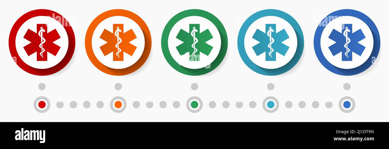 Hospital, emergency concept vector icon set, flat design colorful ...