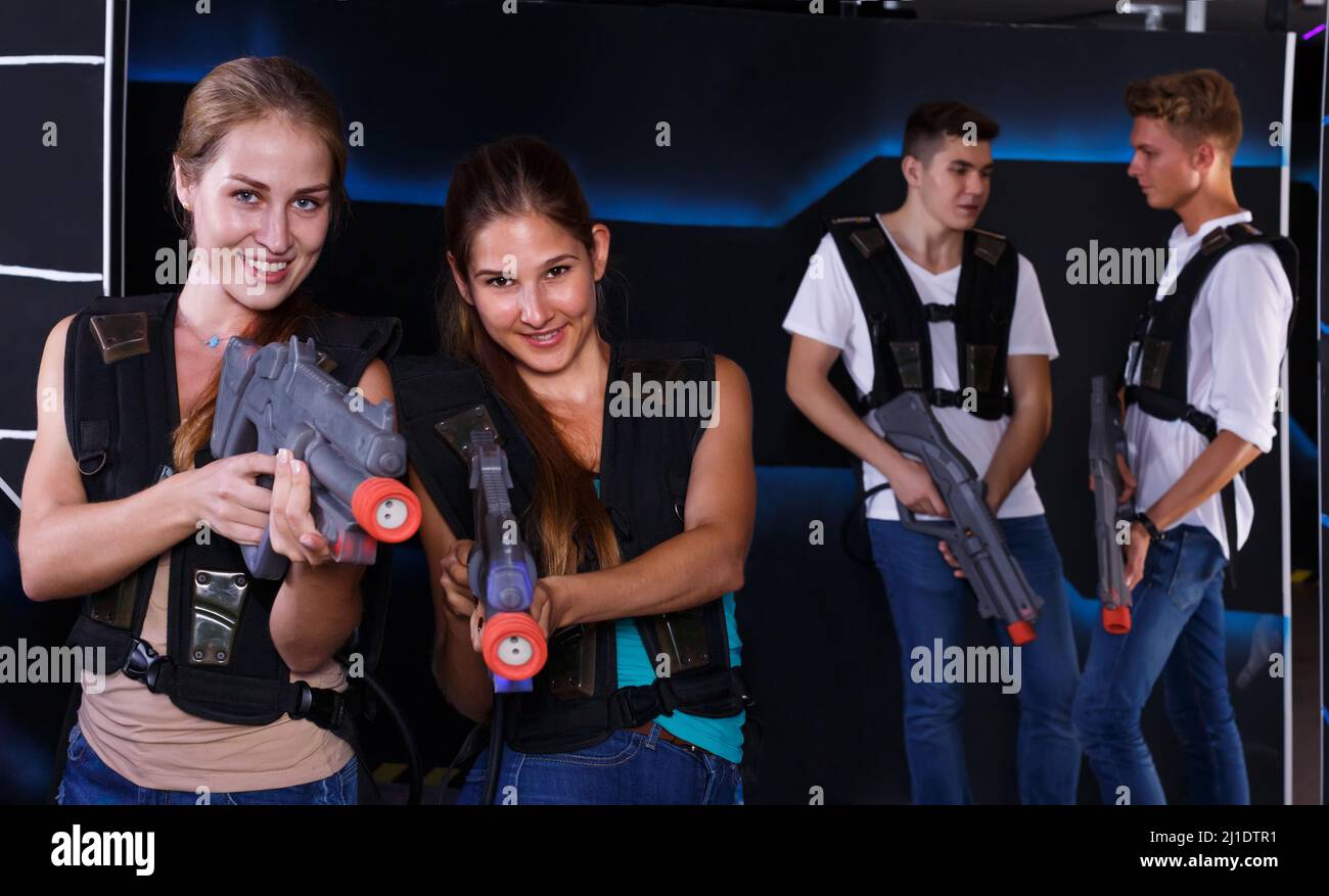girls with laser guns Stock Photo - Alamy