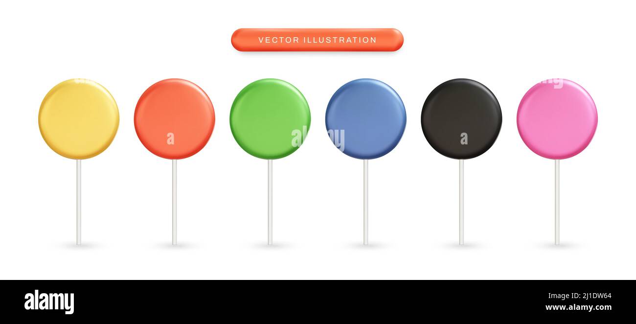 Lollipop candy realistic 3d vector illustration set Stock Vector Image ...
