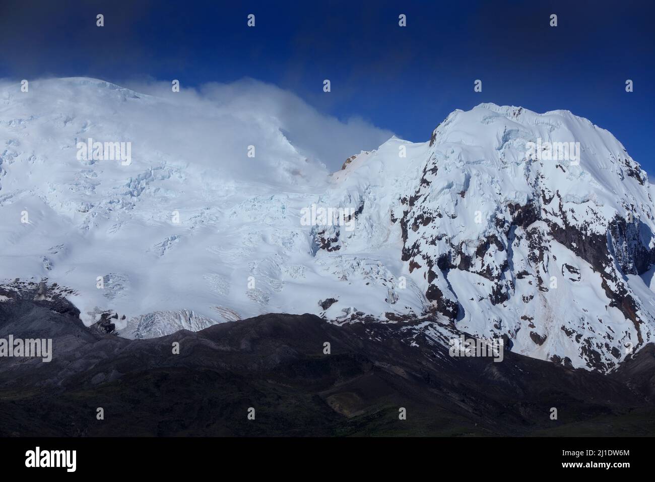 Antisana volcano in Ecuador, South America. Volcano with ice and snow ...