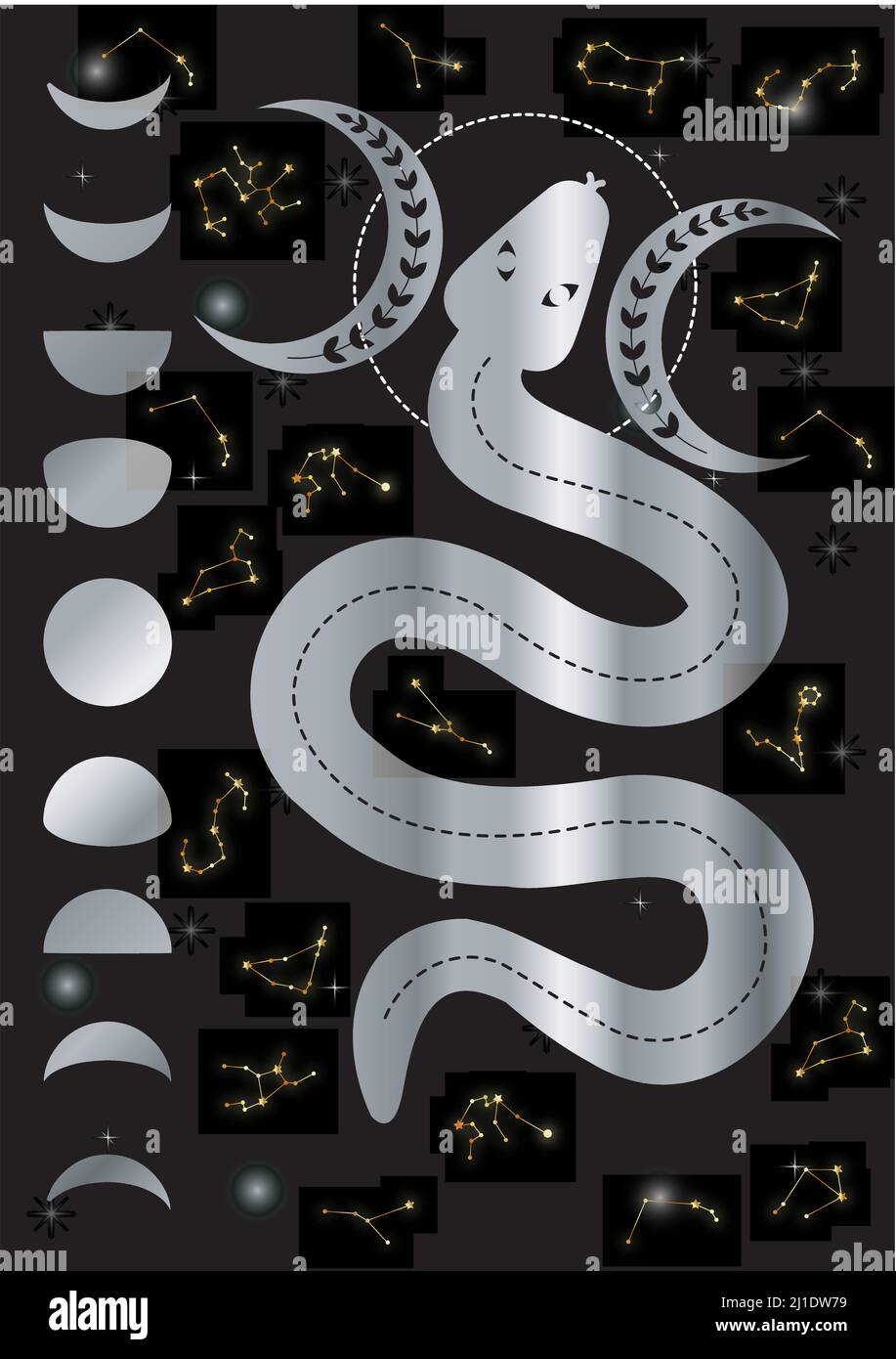 Silver crescent moon Stock Vector Images - Alamy