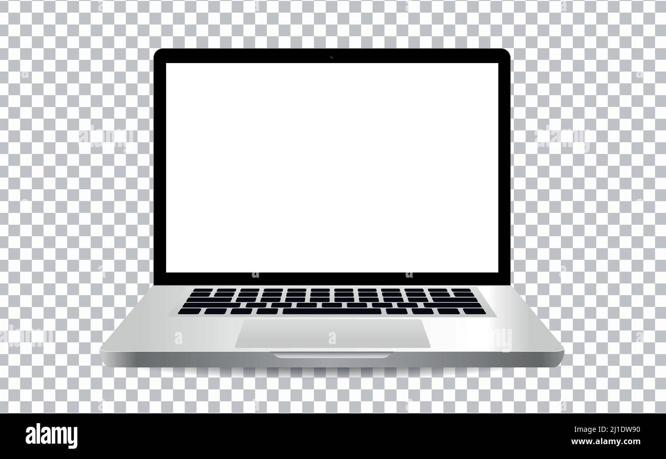 Modern laptop computer vector mockup isolated on transparent Stock ...