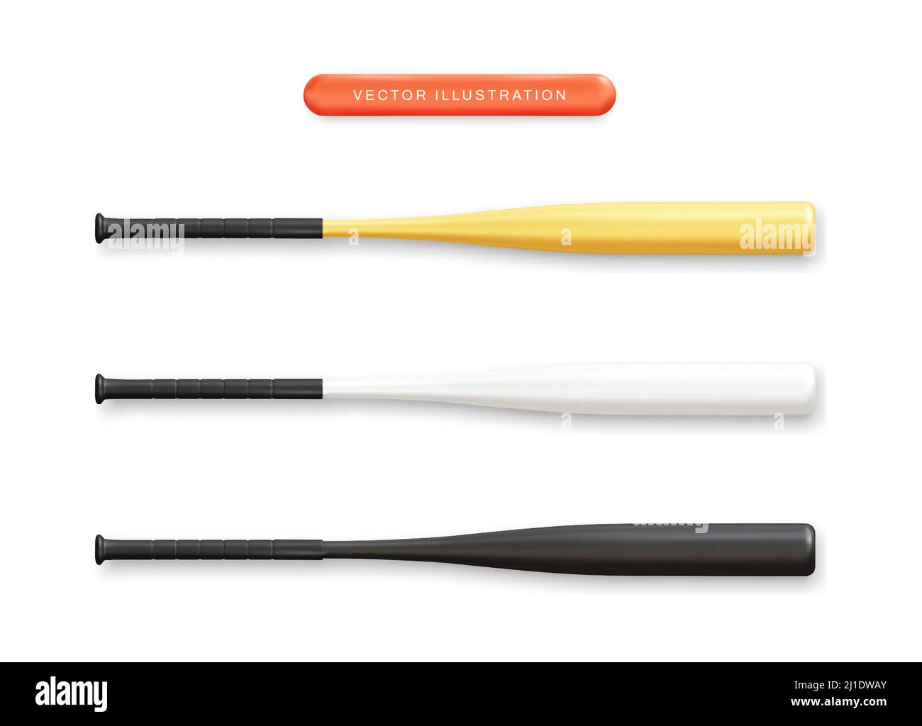 Baseball bat realistic 3d vector illustration set Stock Vector Image ...