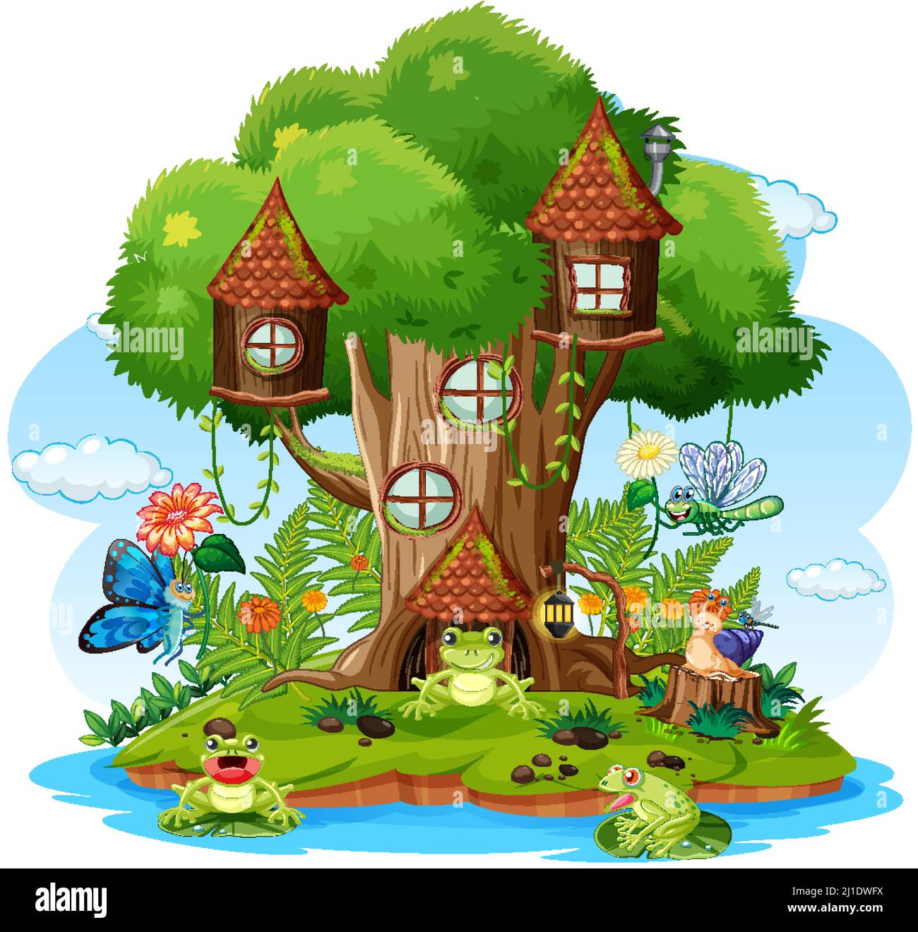 Cartoon insect and beetle in the forest illustration Stock Vector Image ...