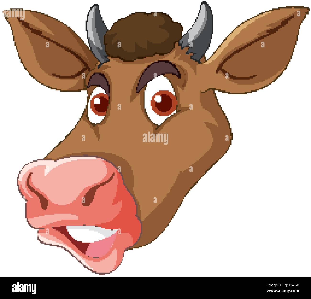 Head of brown cow cartoon character illustration Stock Vector Image ...