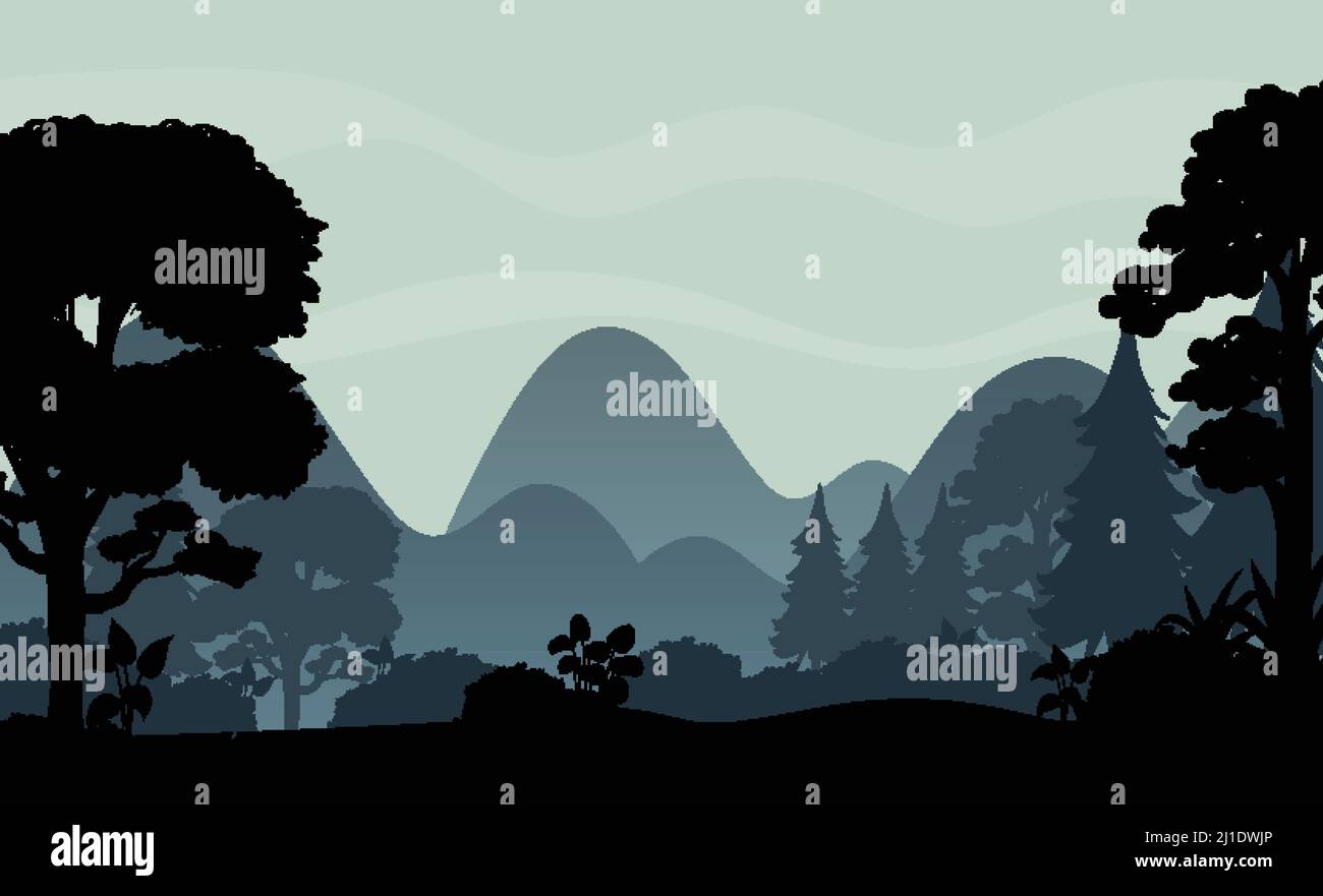 Silhouette shadow of forest scene illustration Stock Vector Image & Art ...