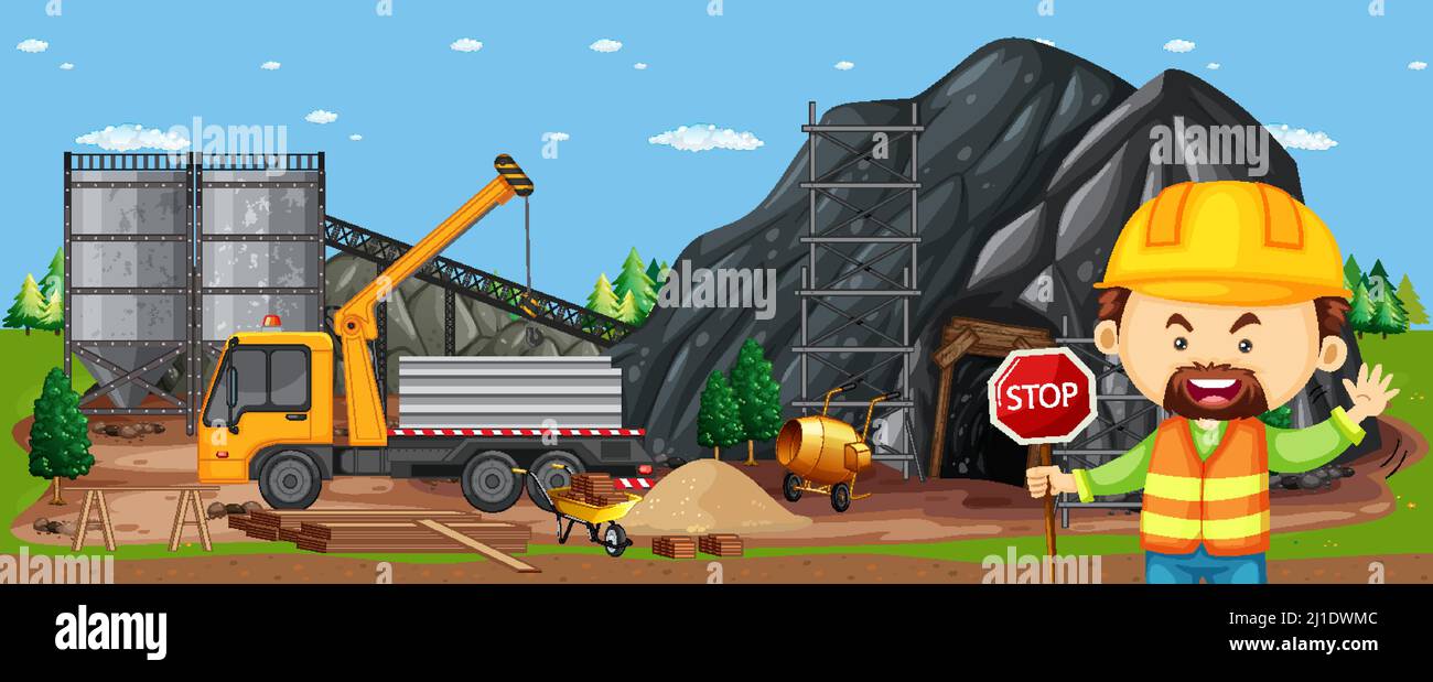Cartoon scene of building construction site illustration Stock Vector ...