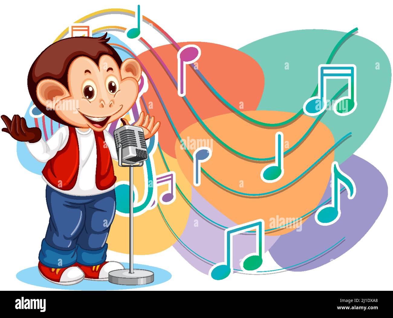 Singer monkey cartoon with music melody symbols illustration Stock ...