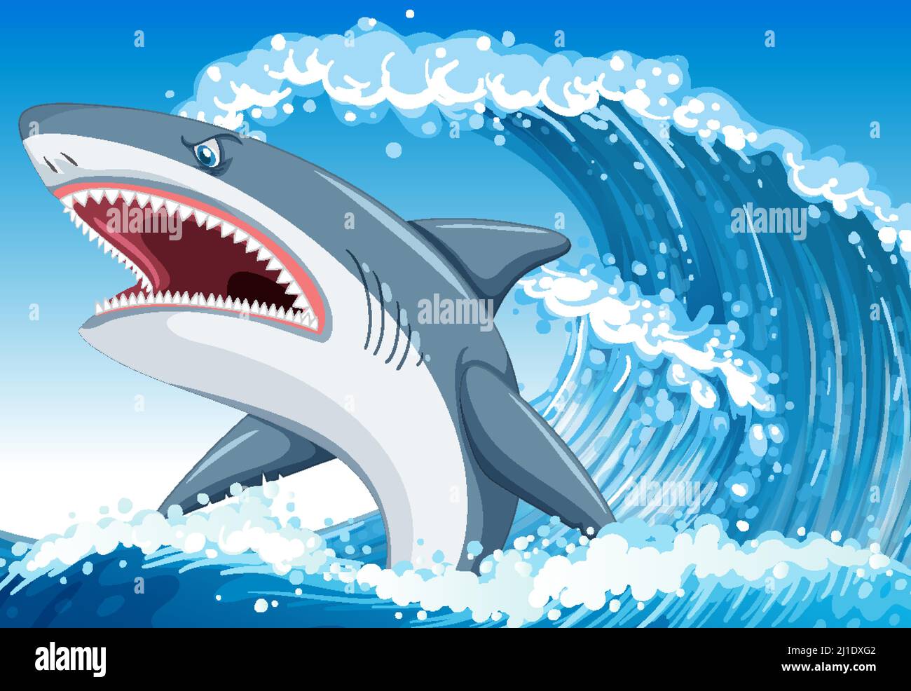 Shark attack concept with aggressive shark illustration Stock Vector ...