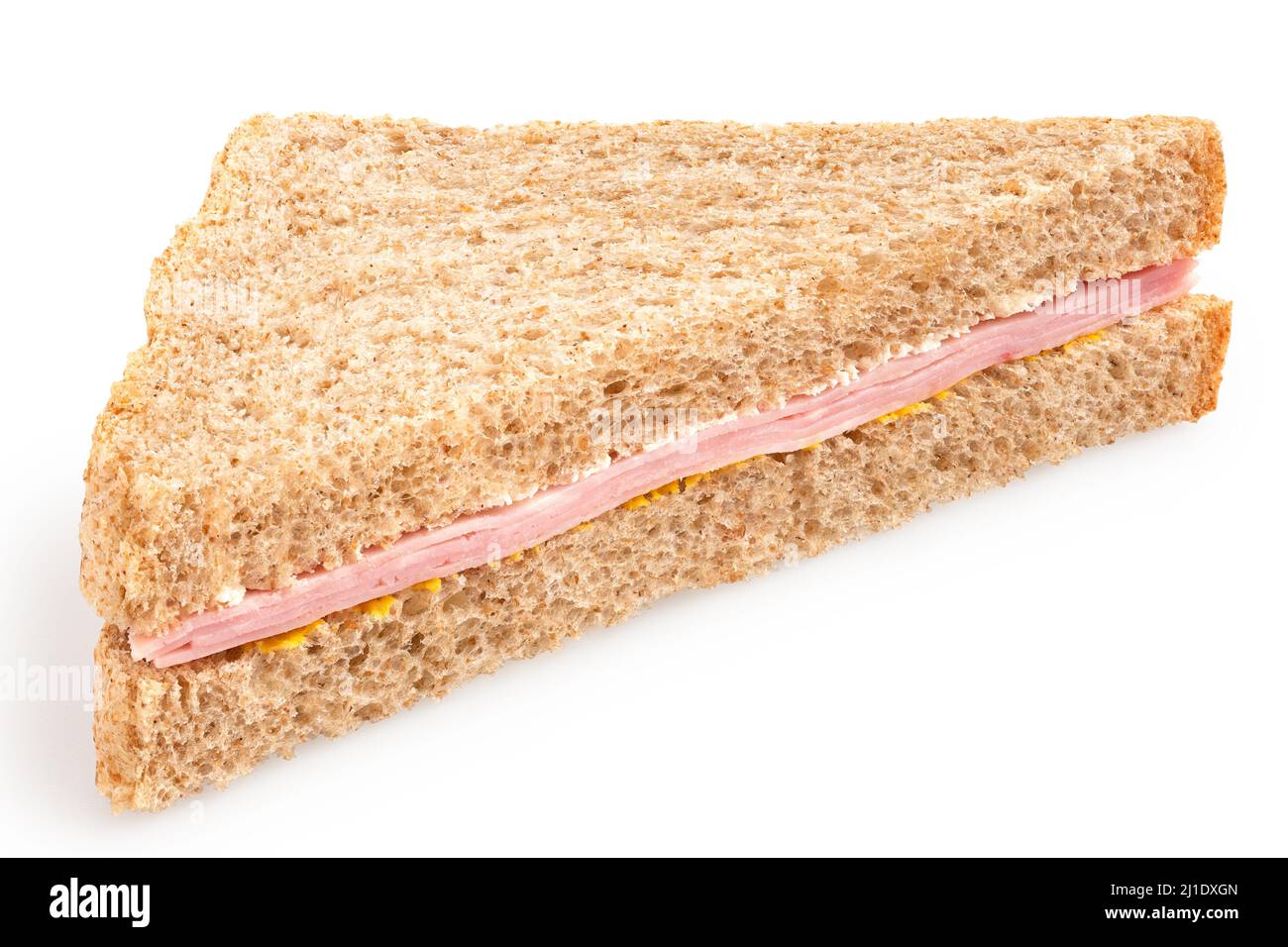 Ham and mustard wholewheat triangle sandwich isolated on white Stock ...