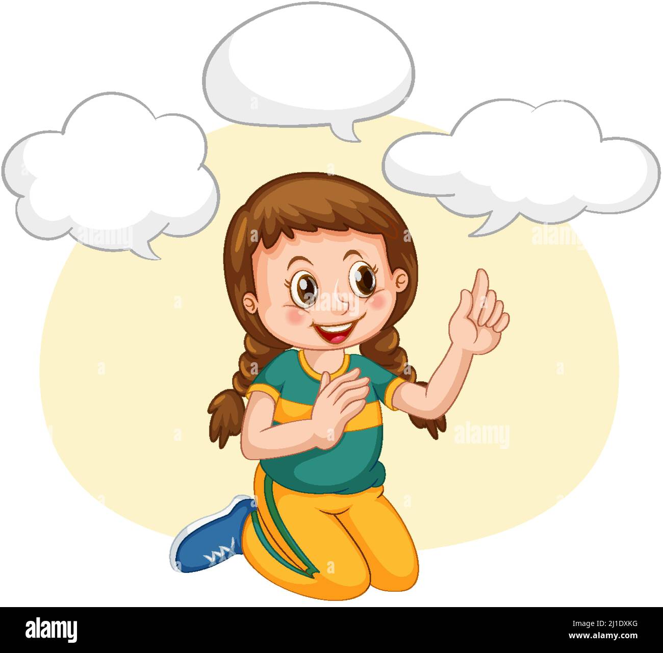 A kid with speech bubble templates on white background illustration ...