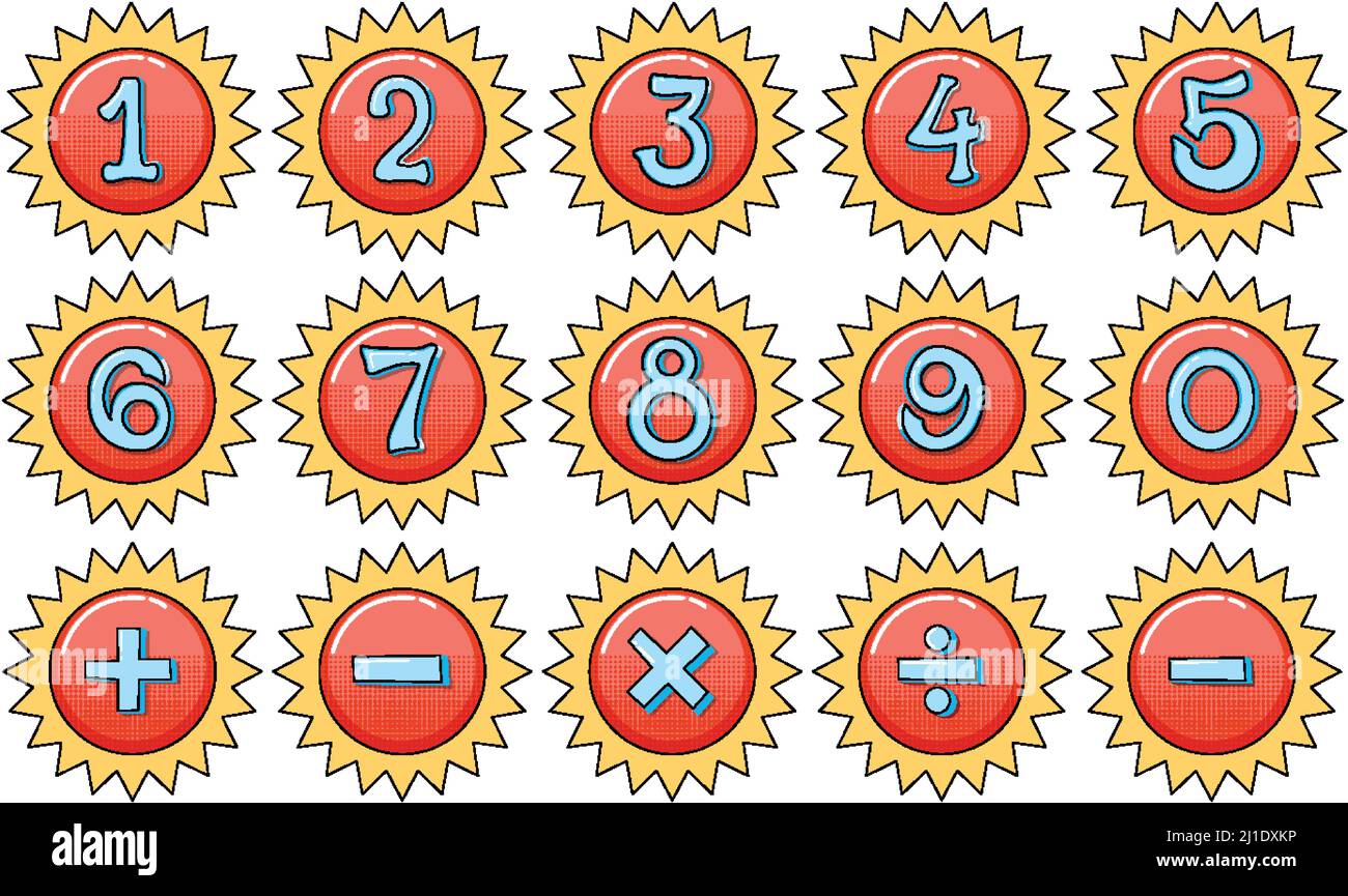 Number 0 to 9 with math symbols illustration Stock Vector Image & Art ...