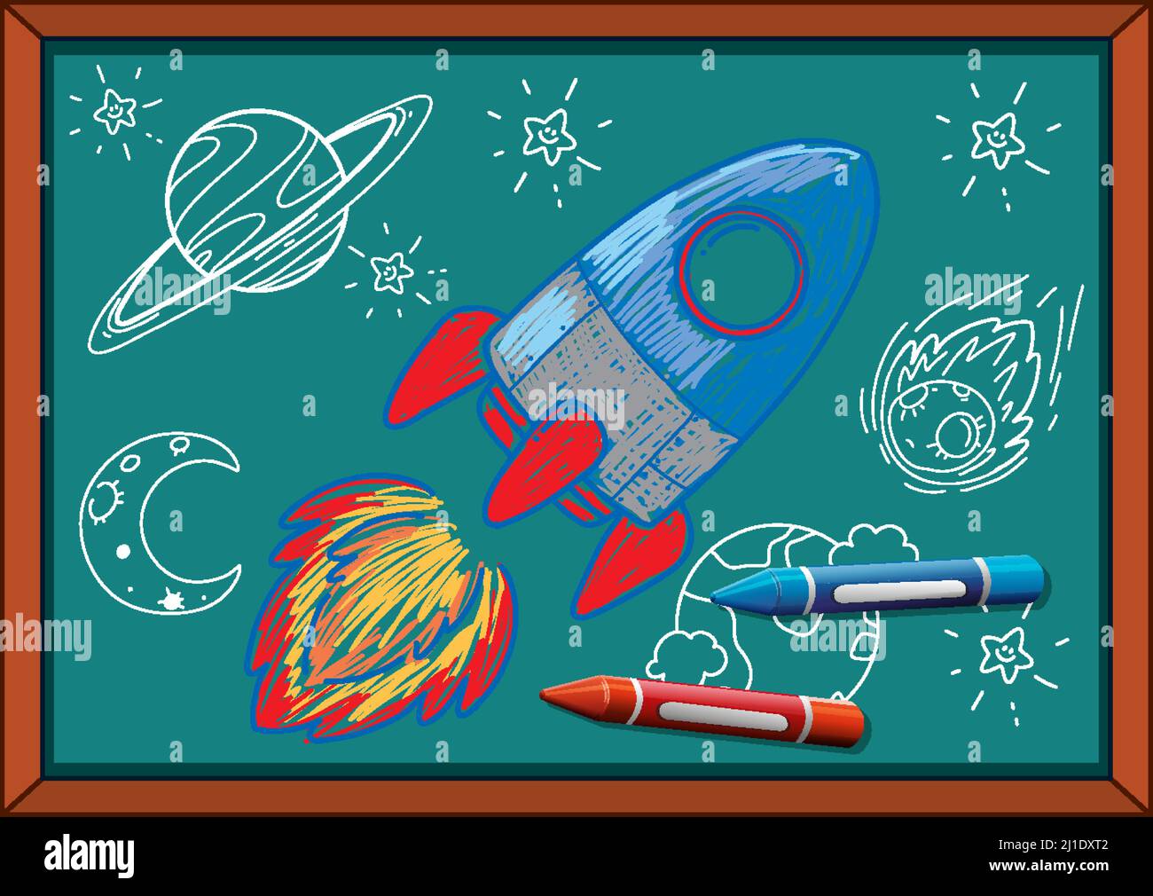 Hand drawn coloured chalk on blackboard illustration Stock Vector Image ...