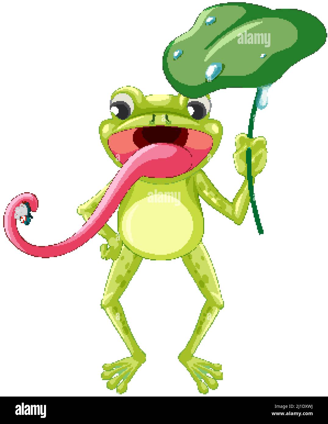 Cartoon frog holding lotus leaf illustration Stock Vector Image & Art ...