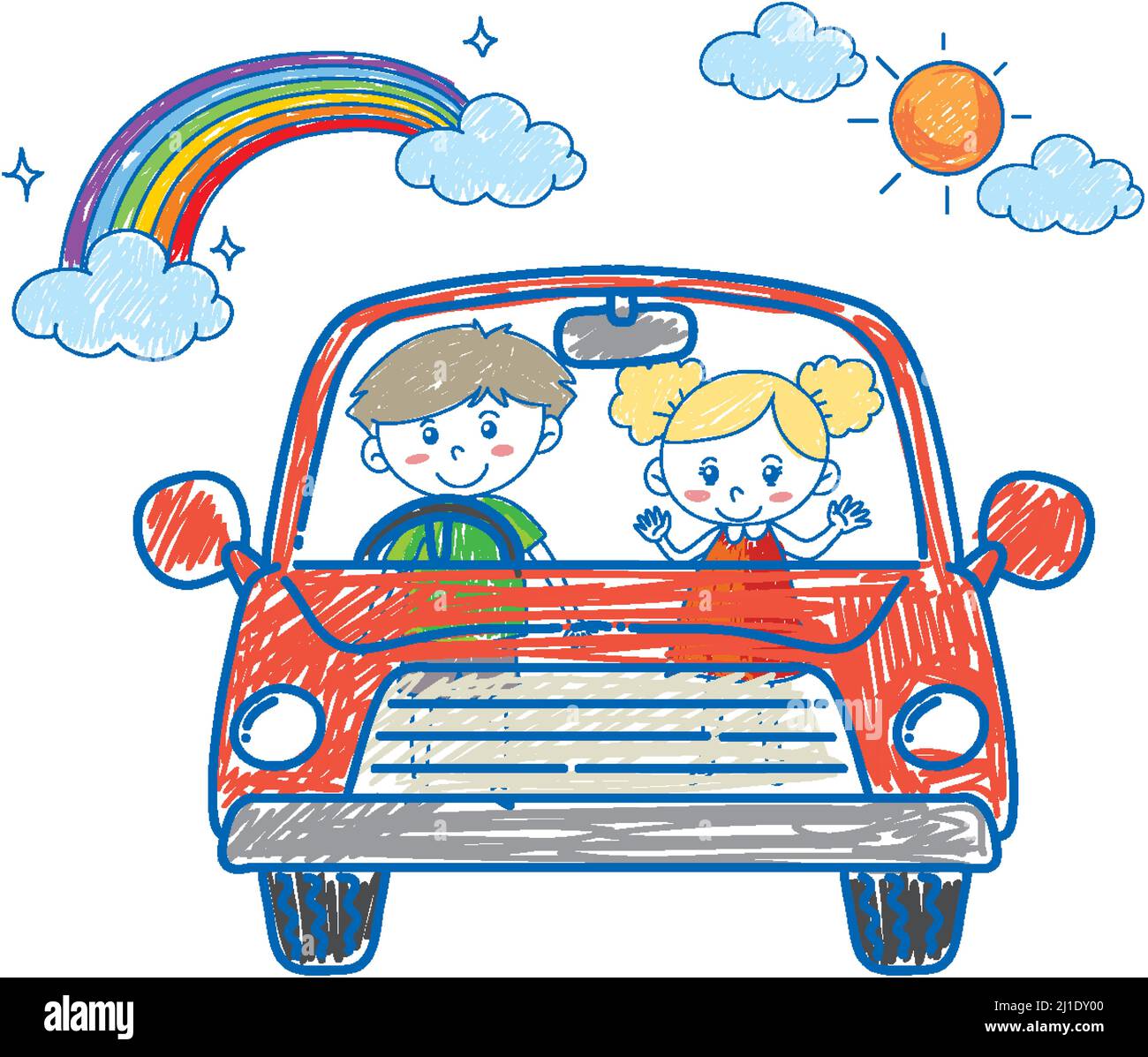Coloured hand drawn car illustration Stock Vector Image & Art - Alamy