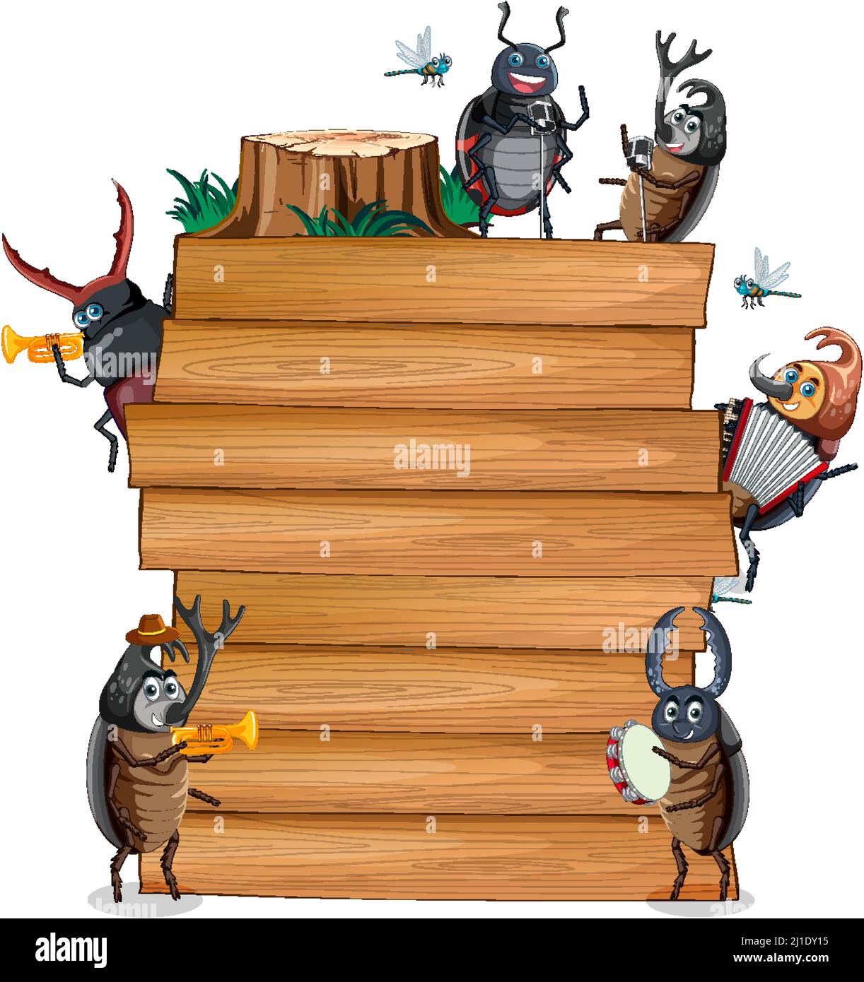 Insect with wooden frame board banner illustration Stock Vector Image ...