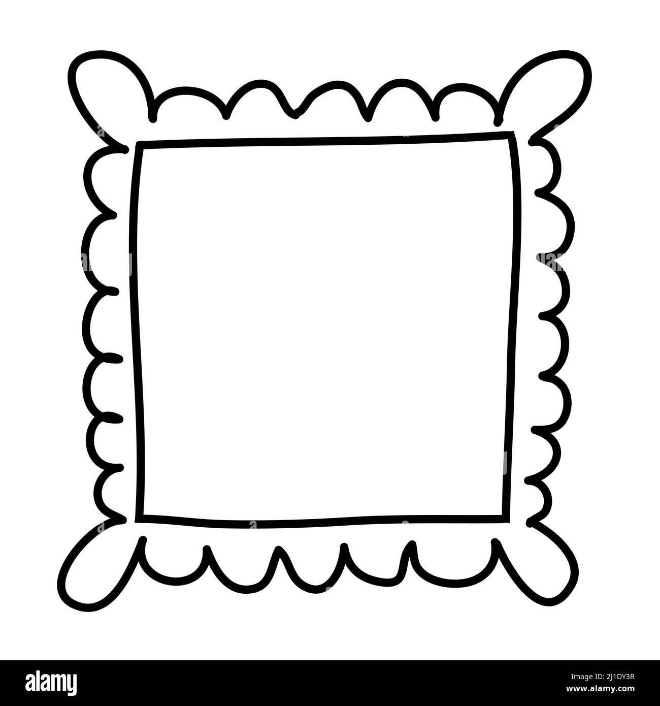 Hand drawn square frame with original plastic border. Black and white ...