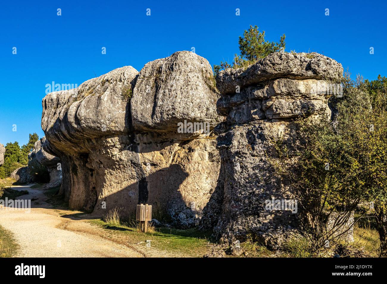Unique rock formations in La Ciudad Encantada or Enchanted City natural ...