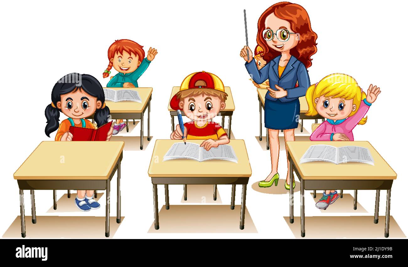 Cartoon Student Raising Hand
